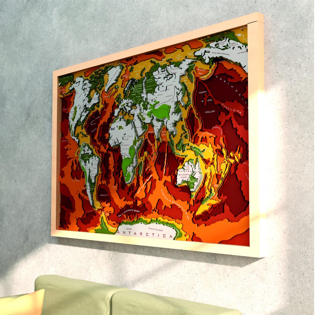 World Map | 7 Layer Wooden World Map Wall Décor | Laser Cut Premium ...