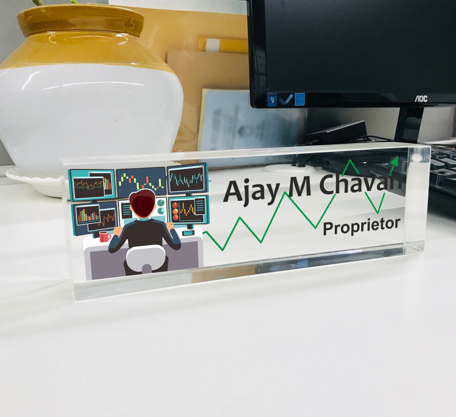 Desk Name Plate for Traders, Desk Name Plates for Stock Market, Share ...