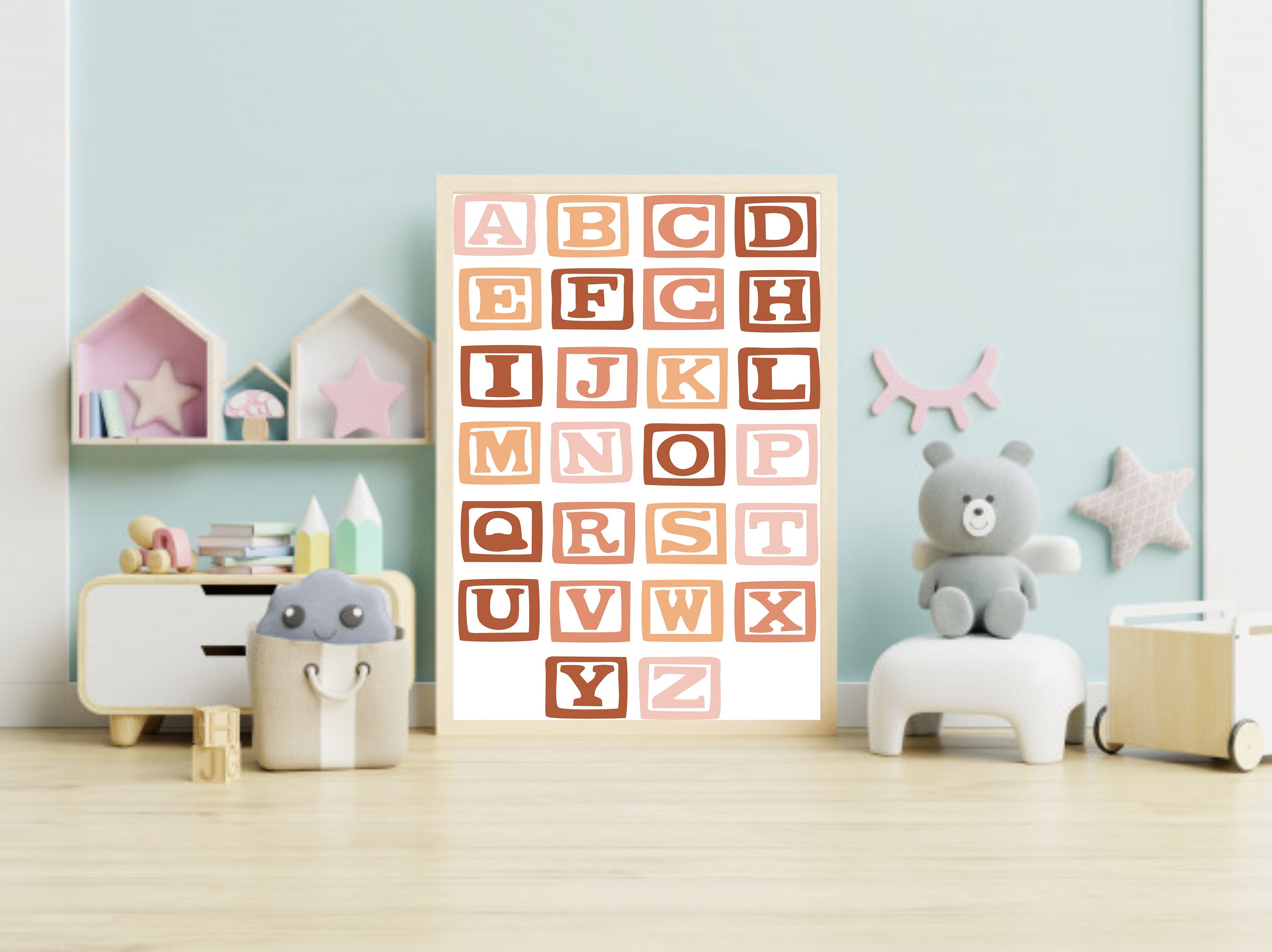 Set of 2 Alphabet Poster Printable Wall Art, ABC Alphabet Print 1-100 ...