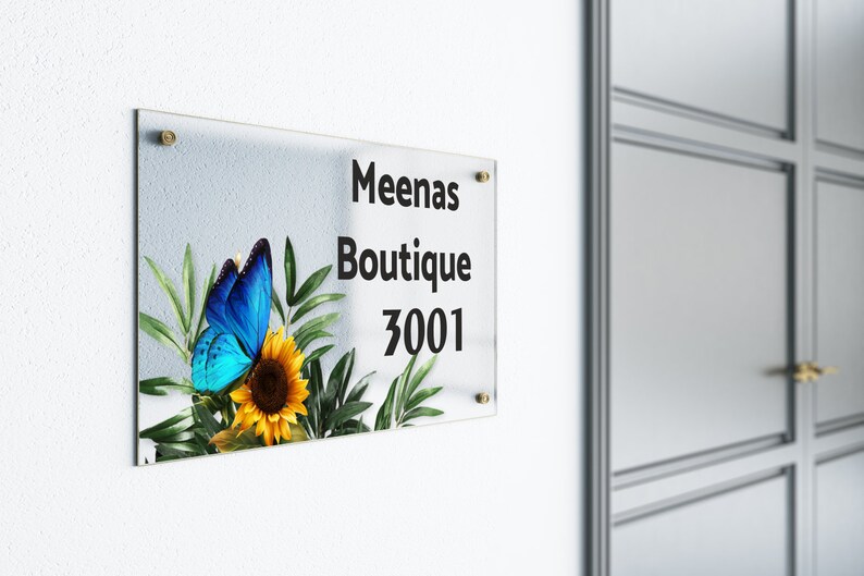 Custom Acrylic Door Sign With Butterfly and Sunflower Design, 10MM ...
