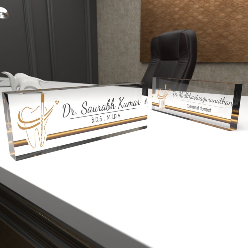Set of 2 Doctor Nameplate Dentist Desk Nameplates Custom Desk Name ...