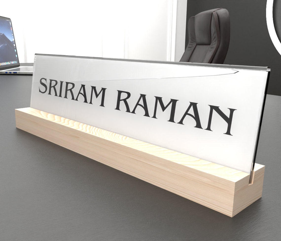 Set of 3 Custom Desk Nameplate With Wooden Stand | Personalized ...