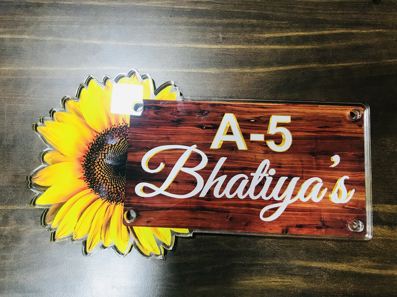 Sunflower Door Name Plate, 10MM Thick Acrylic Name Plate, Laser Cut ...