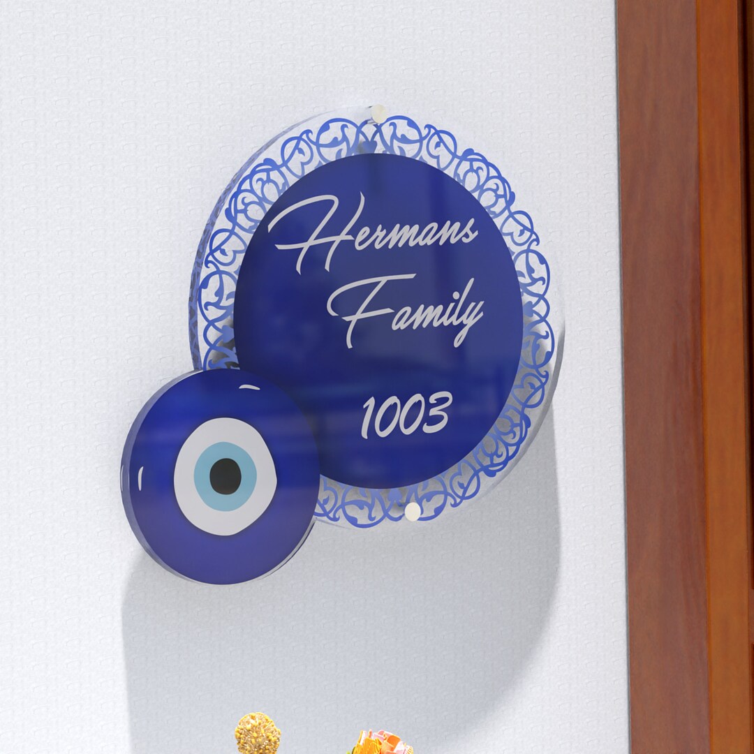 Evil Eye Door Name Plate: Personalized Acrylic Sign With Steel Studs - Etsy