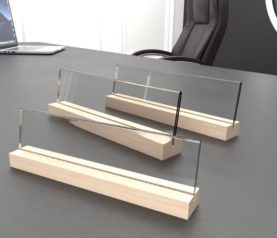 Set of 3 Custom Desk Nameplate With Wooden Stand | Personalized ...