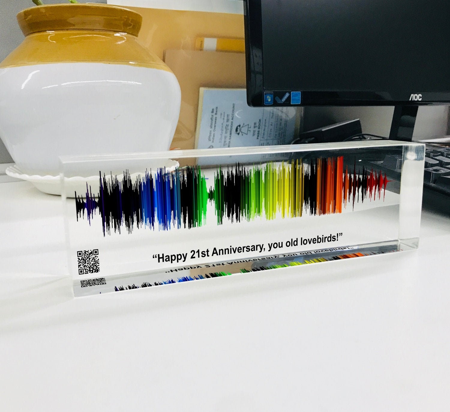 Acrylic Glass Block Soundwave, Sound Wave Gift, Custom Song Soundwave ...