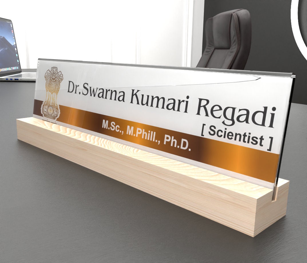 Set of 3 Custom Desk Nameplate With Wooden Stand | Personalized ...