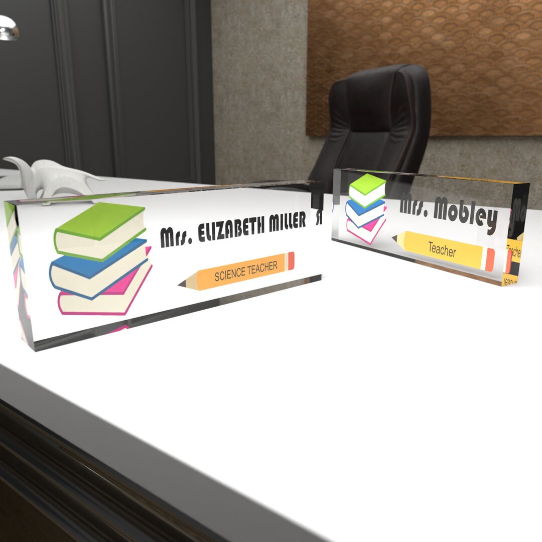 Set of 2 Teacher Nameplates | Custom Desk Nameplate for Teacher ...
