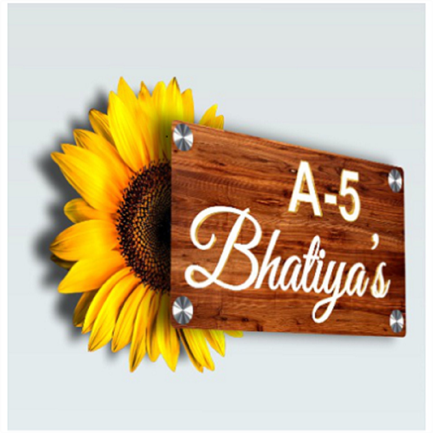 Sunflower Door Name Plate, 10MM Thick Acrylic Name Plate, Laser Cut ...
