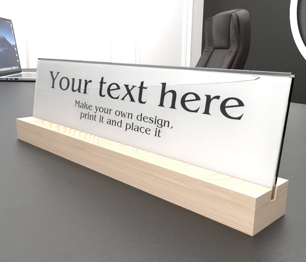 Set of 3 Custom Desk Nameplate With Wooden Stand | Personalized ...