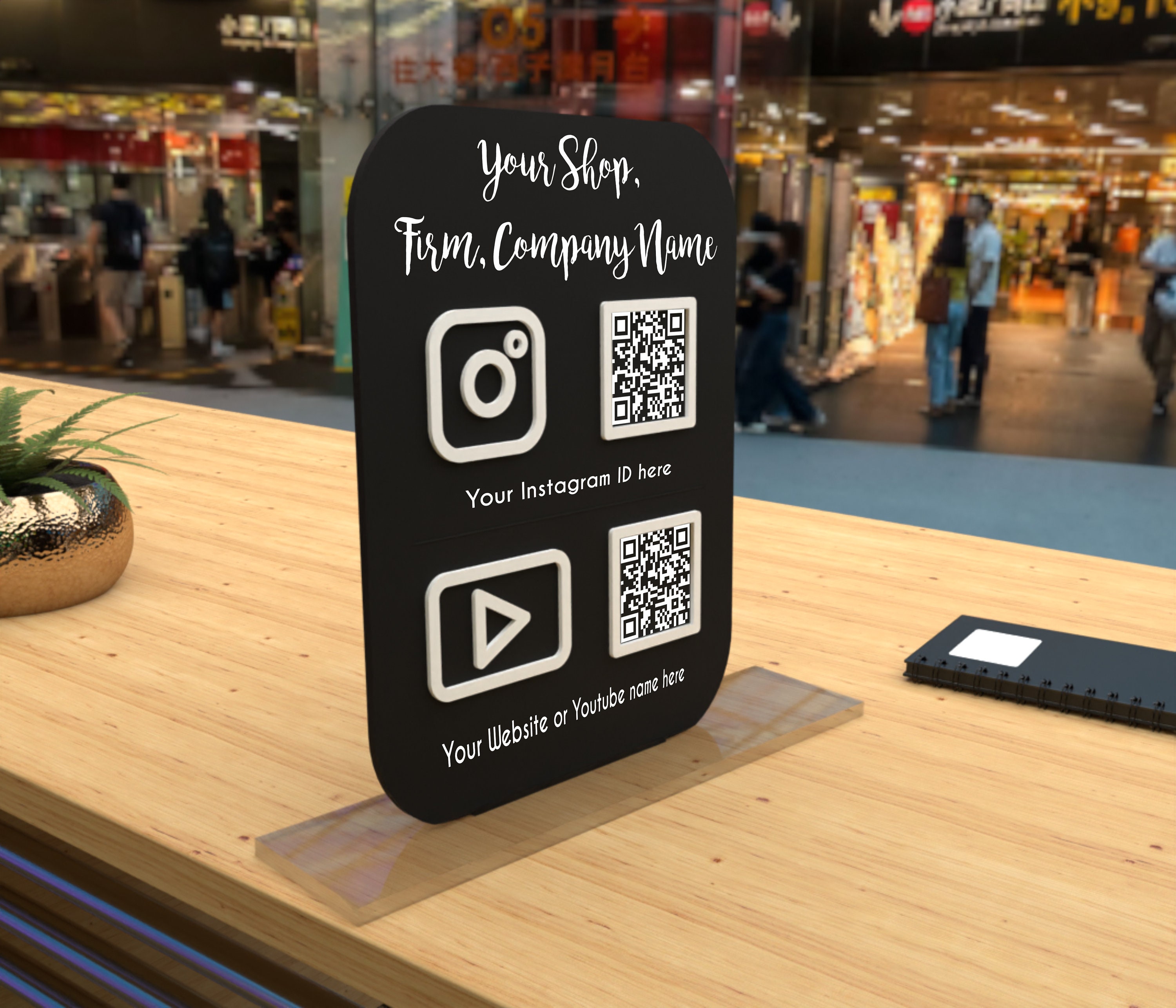 Personalized Social Media QR Code Button on Acrylic | Let's Get Social ...