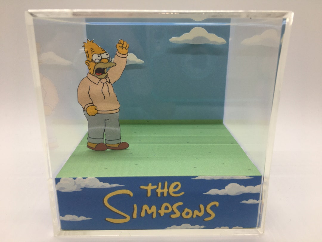 The Simpsons Old Man Yells at Cloud Abe Simpson Shadow Box Diorama Cube ...