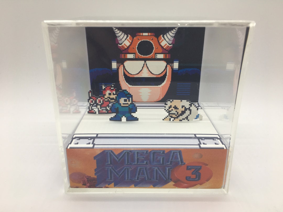 Mega Man III 3 Dr. Wiley and Gamma Boss Fight Shadow Box Diorama Cube ...