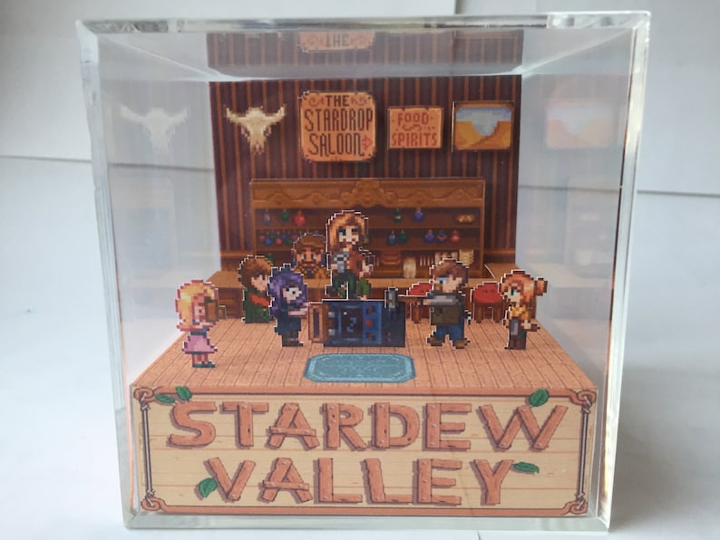Stardew Valley Stardrop Saloon Junimo Cart Party Shadow Box - Etsy