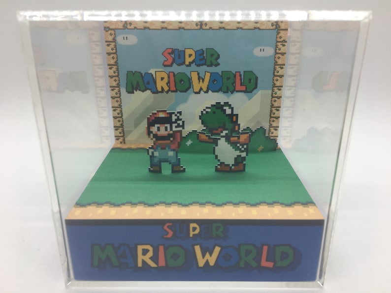 Super Mario World Intro With Mario and Yoshi Shadow Box - Etsy