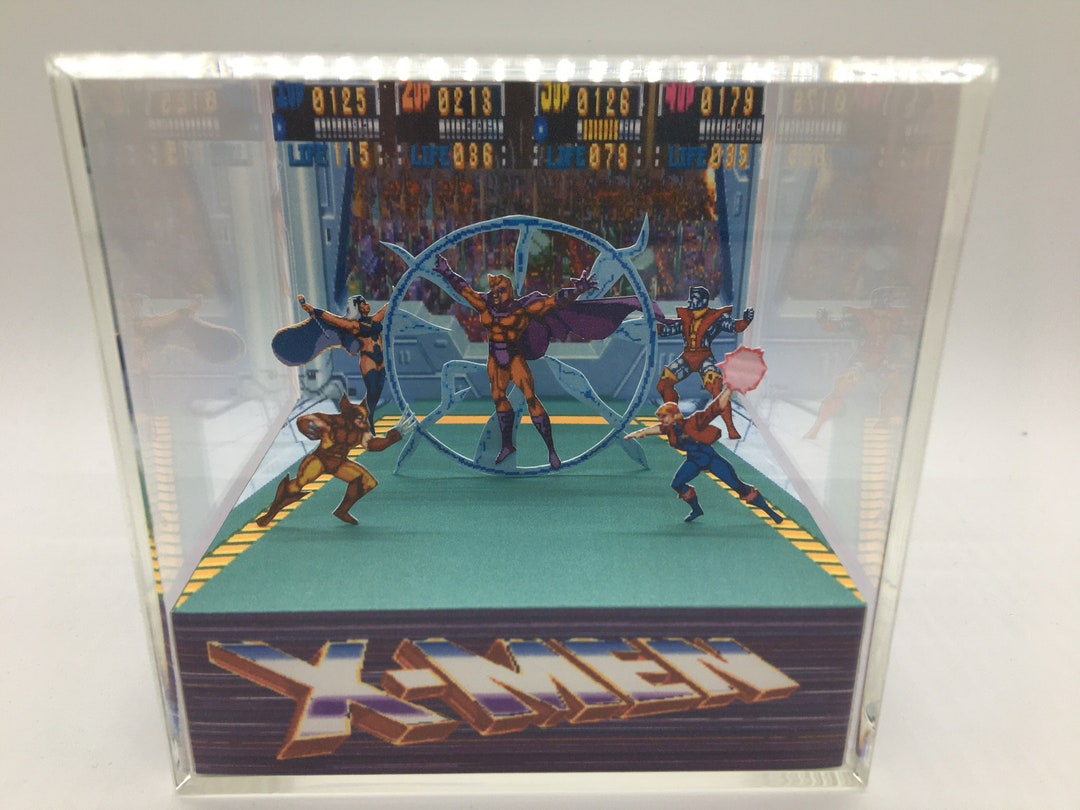X-men Arcade Game Final Boss Fight Against Magneto Shadow Box Diorama ...