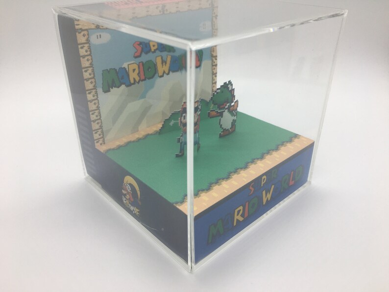 Super Mario World Intro With Mario and Yoshi Shadow Box Diorama Cube - Etsy