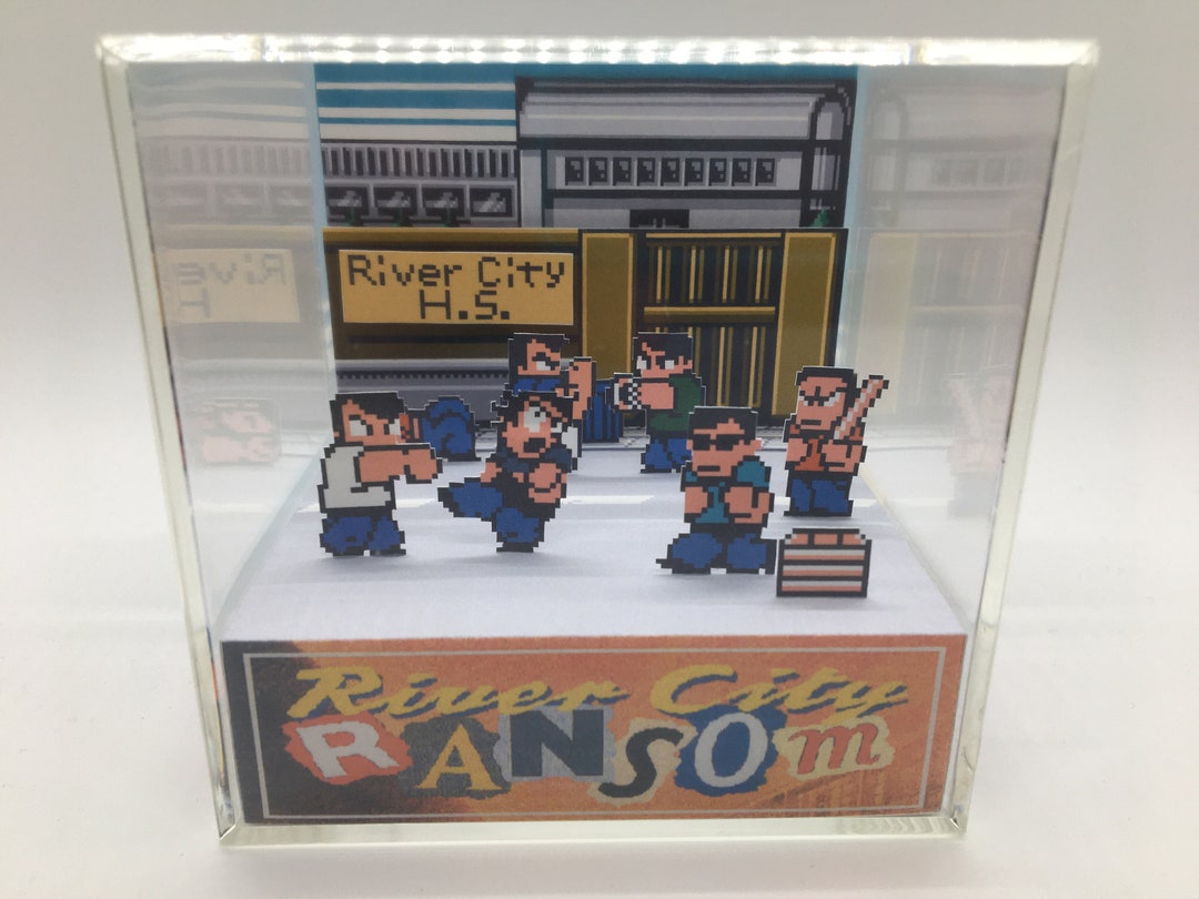 River City Ransom Brawl Outside the Highschool Barf! Shadow Box Diorama ...