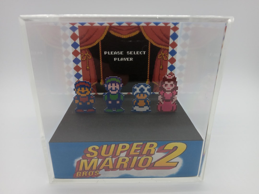 Super Mario Bros 2 Character Selection Screen Shadow Box Diorama Cube ...