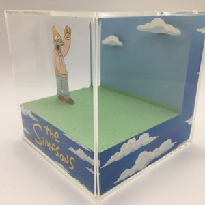 The Simpsons Old Man Yells at Cloud Abe Simpson Shadow Box Diorama Cube ...