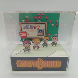 Earthbound Ness and Friends in Onett Video Game Shadow Box Diorama Cube ...