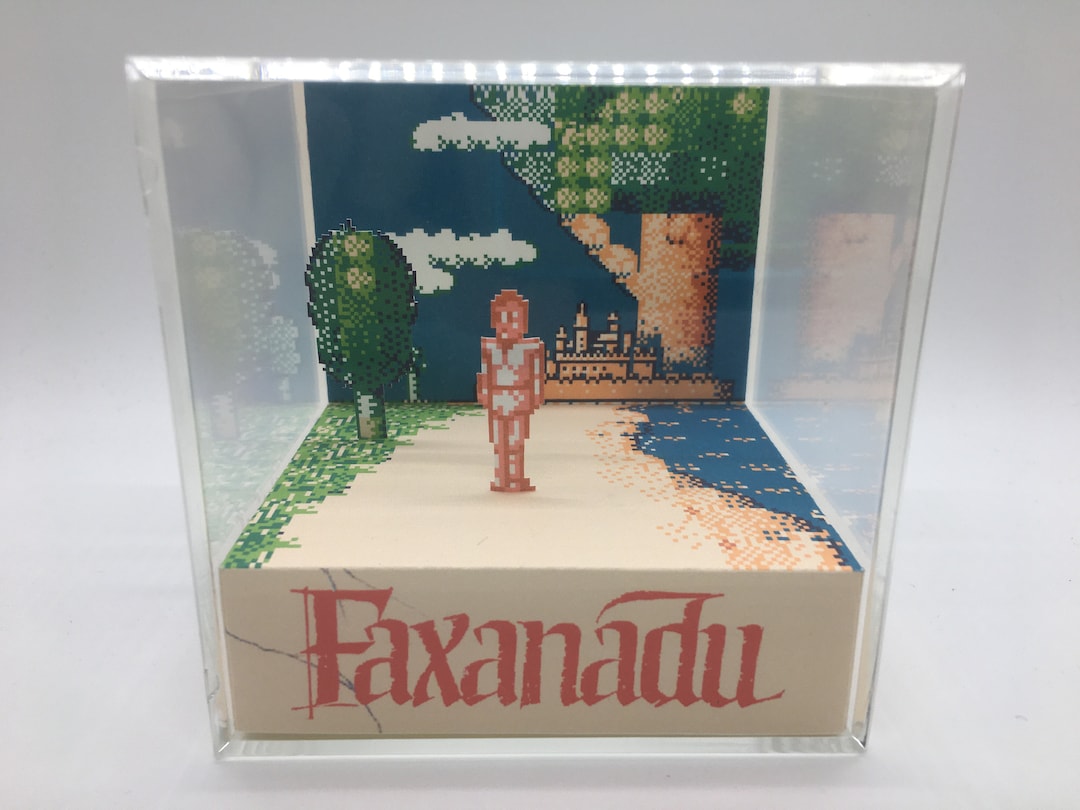 Faxanadu Saving the World Tree Ending Cutscene Shadow Box Diorama Cube ...
