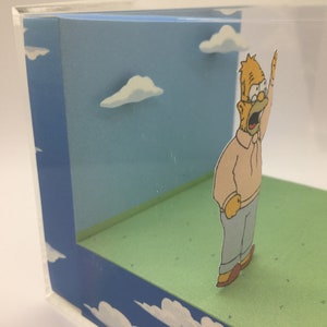 The Simpsons Old Man Yells at Cloud Abe Simpson Shadow Box Diorama Cube ...