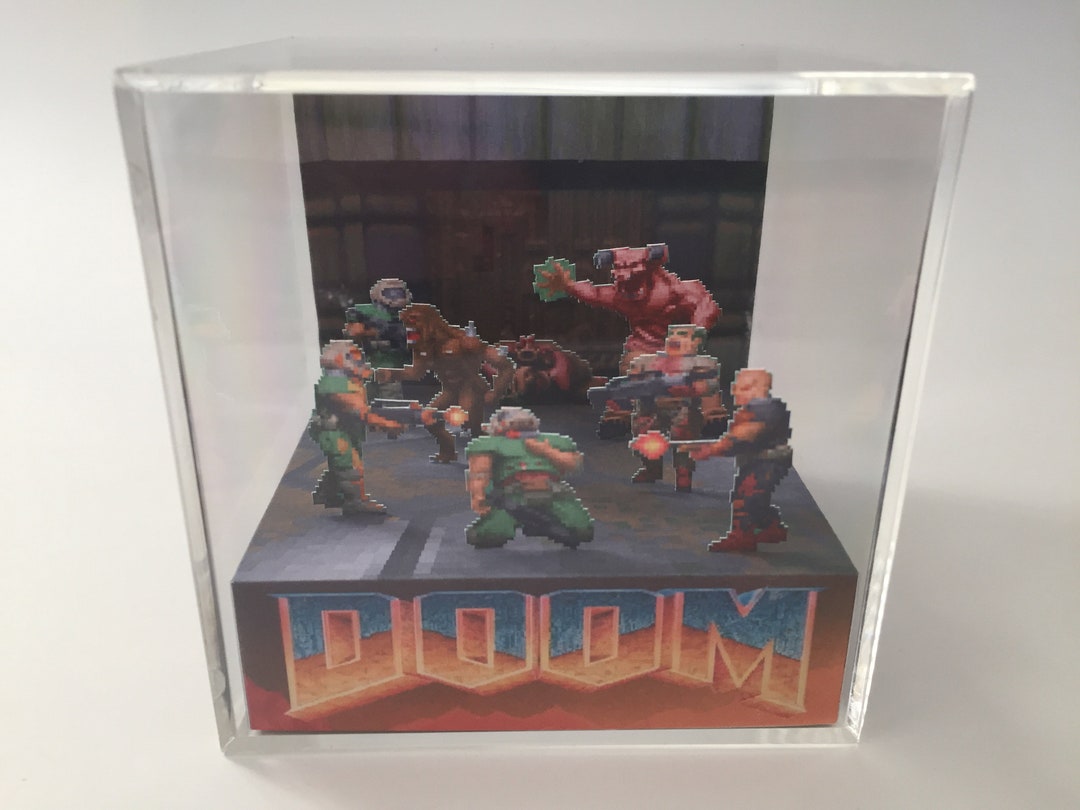 Doom Multiplayer Space Marine Battle Shadow Box Diorama Cube - Etsy