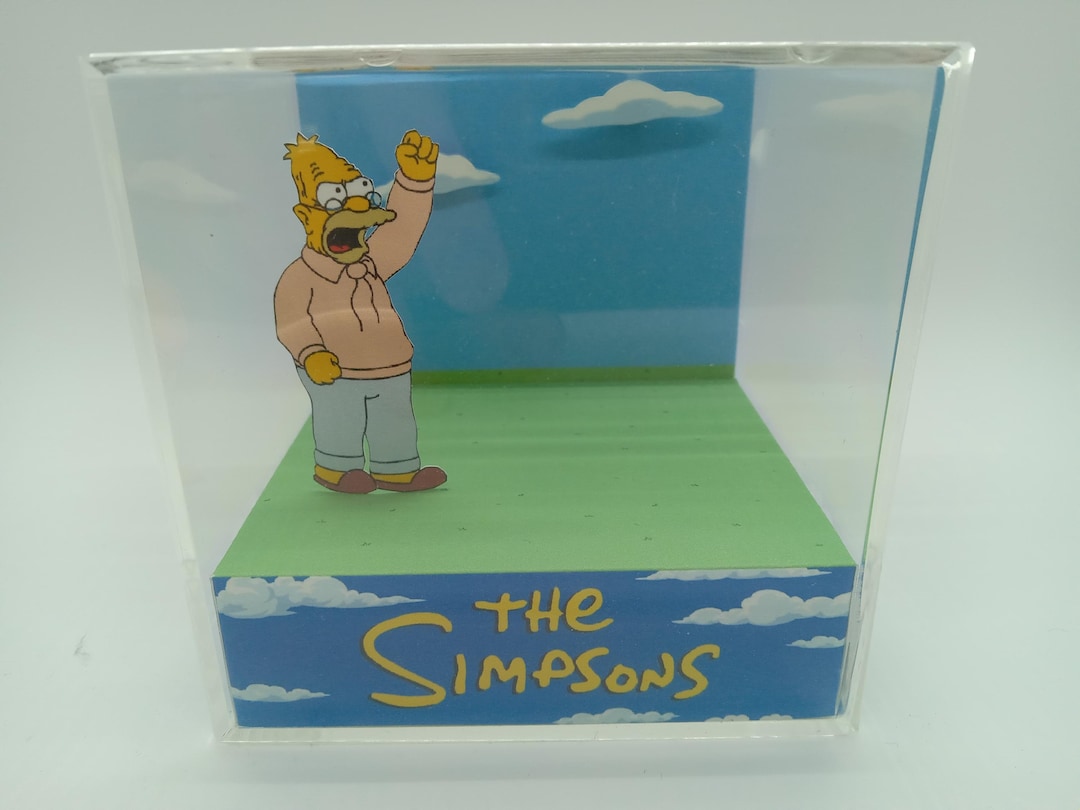 The Simpsons Old Man Yells at Cloud Abe Simpson Shadow Box Diorama Cube ...