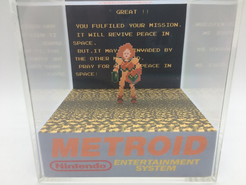 Metroid Samus Ending Title Reveal Shadow Box Diorama Cube - Etsy