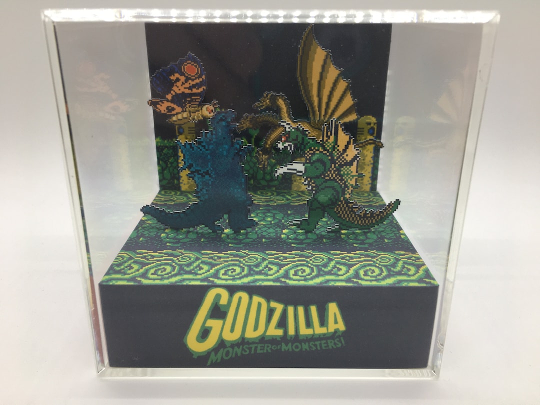 Godzilla Monster of Monsters Battle Shadow Box Diorama Cube - Etsy