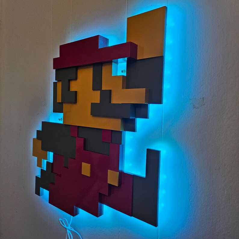8-bit Mario / Super Mario Bros / Handmade 3D Wall Art Sign - Etsy
