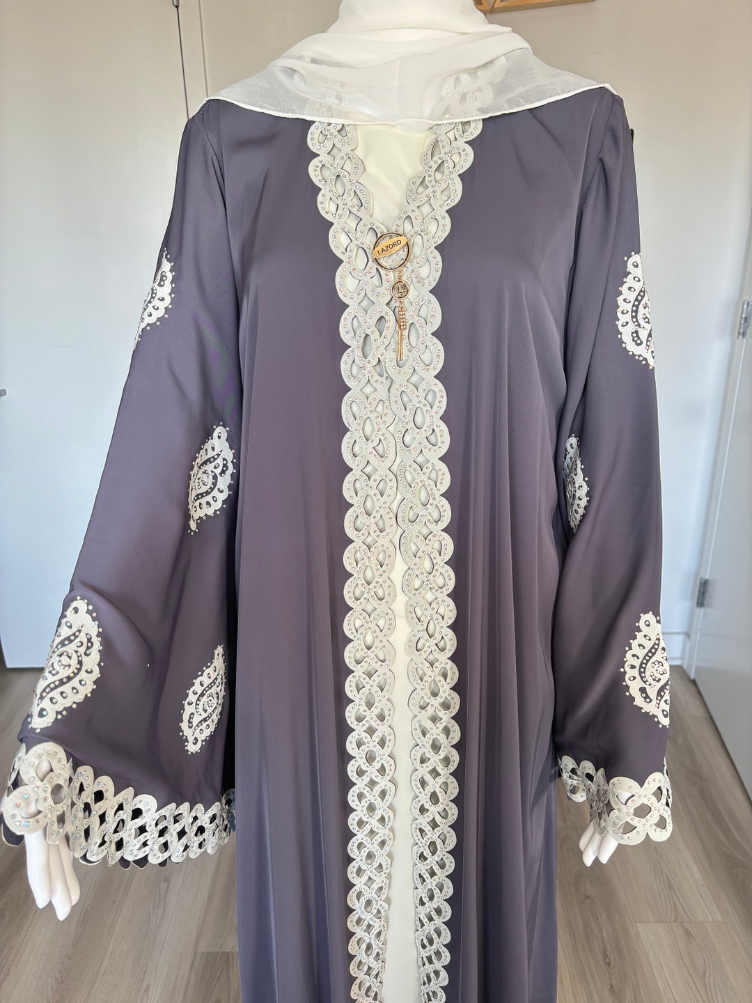 2 Piece Set Abaya WITH Hijab Eid Muslim Dress Women Party Abaya Dubai ...