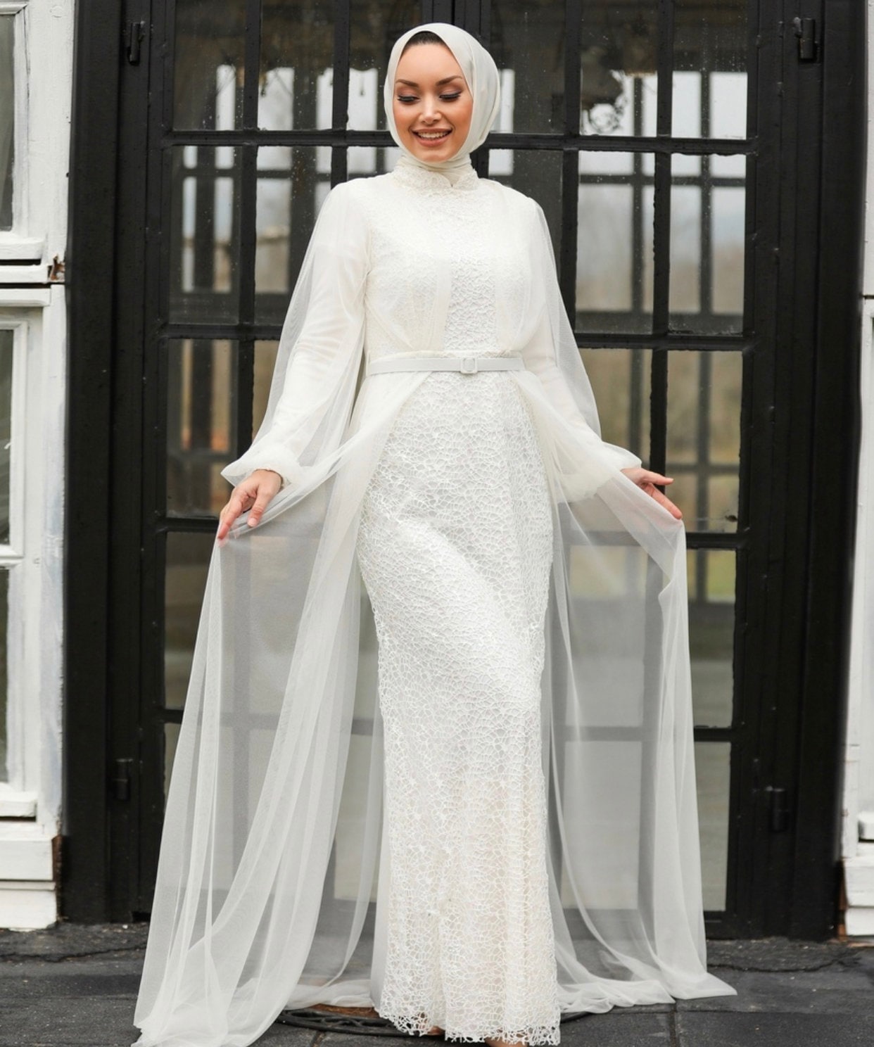 Muslim Wedding Dress Nikkah Dress Long Sleeves Dress White Wedding