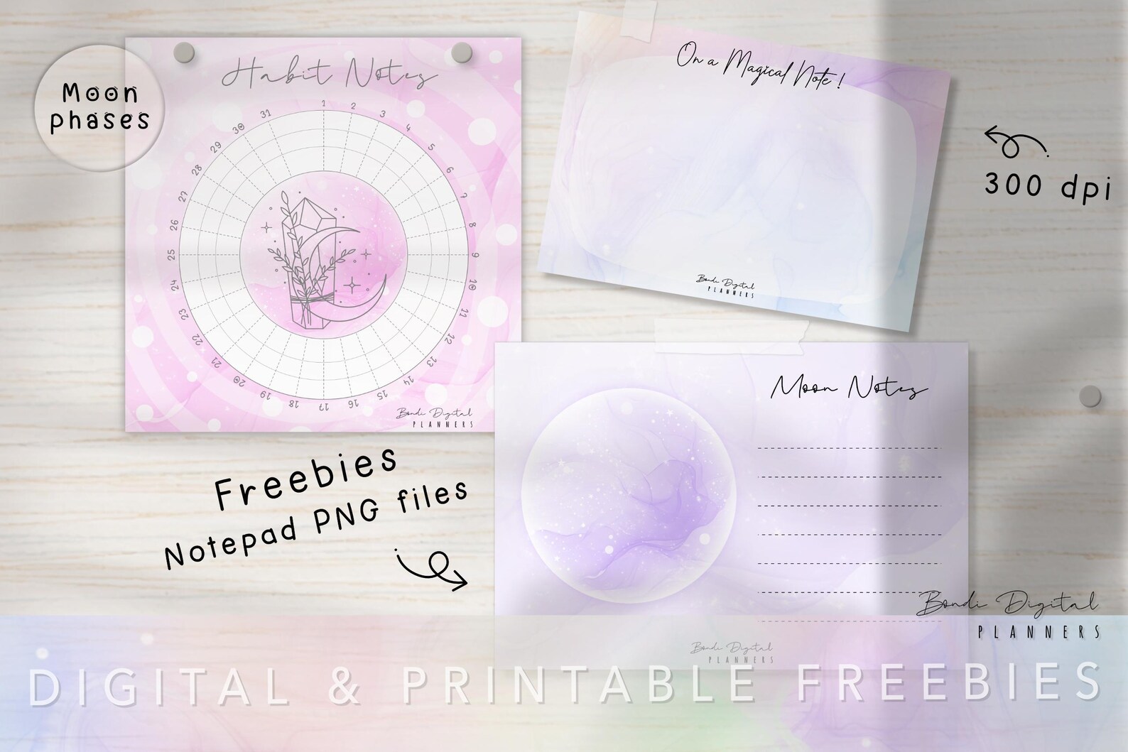 Lunar Calendar 2025 | Moon Phases Calendars | Printable Digital Pastel ...