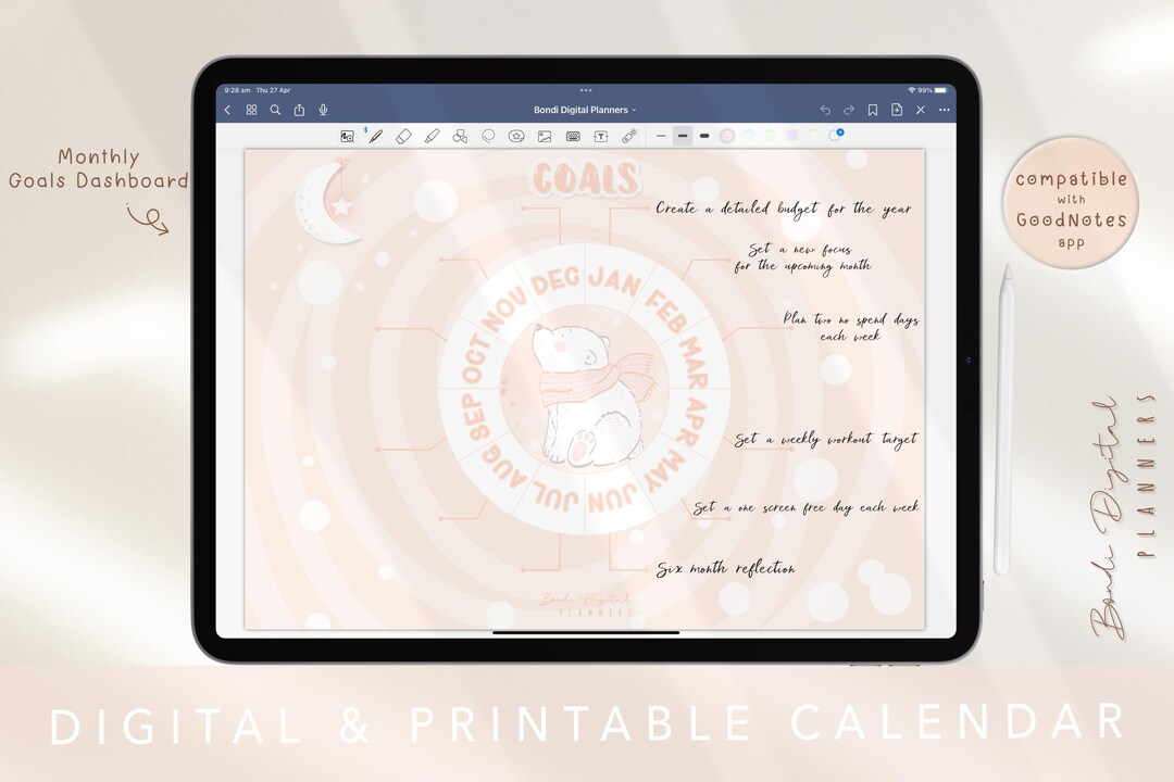 Cute Printable Calendars 2025 | Digital Planners Blank Undated Calendar ...