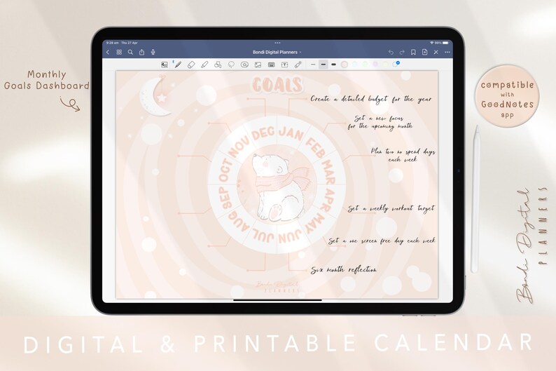 Cute Printable Calendars 2025 | Digital Planners Blank Undated Calendar ...