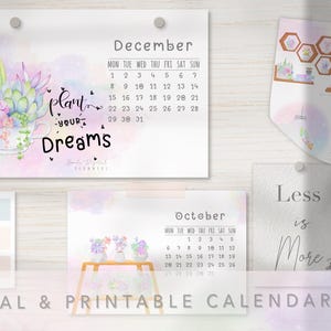 Printable Calendar 2025 | Cute Succulent Watercolour Calendars ...