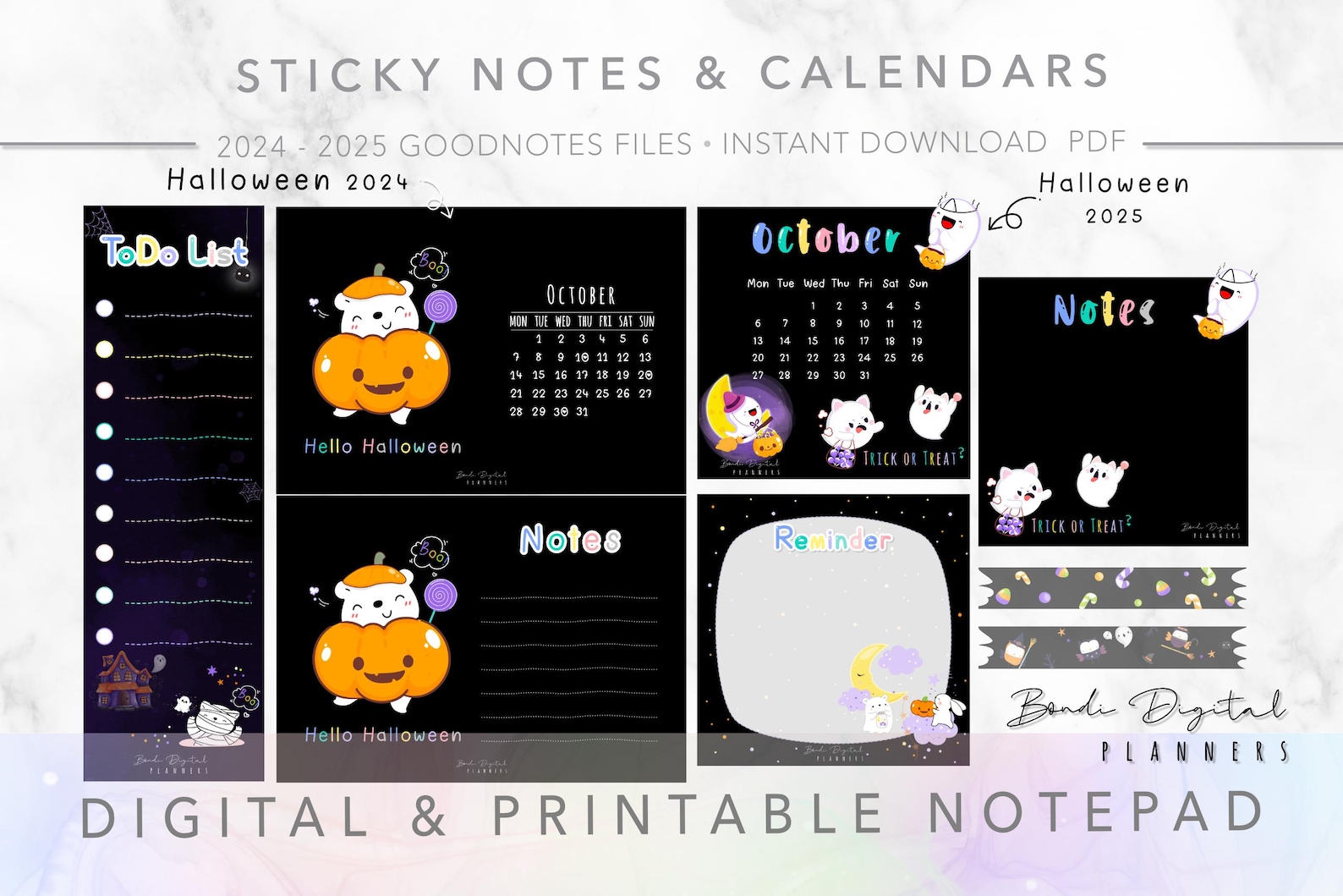 Cute Printable Calendars 2025 | Halloween Month | Weekly Digital ...
