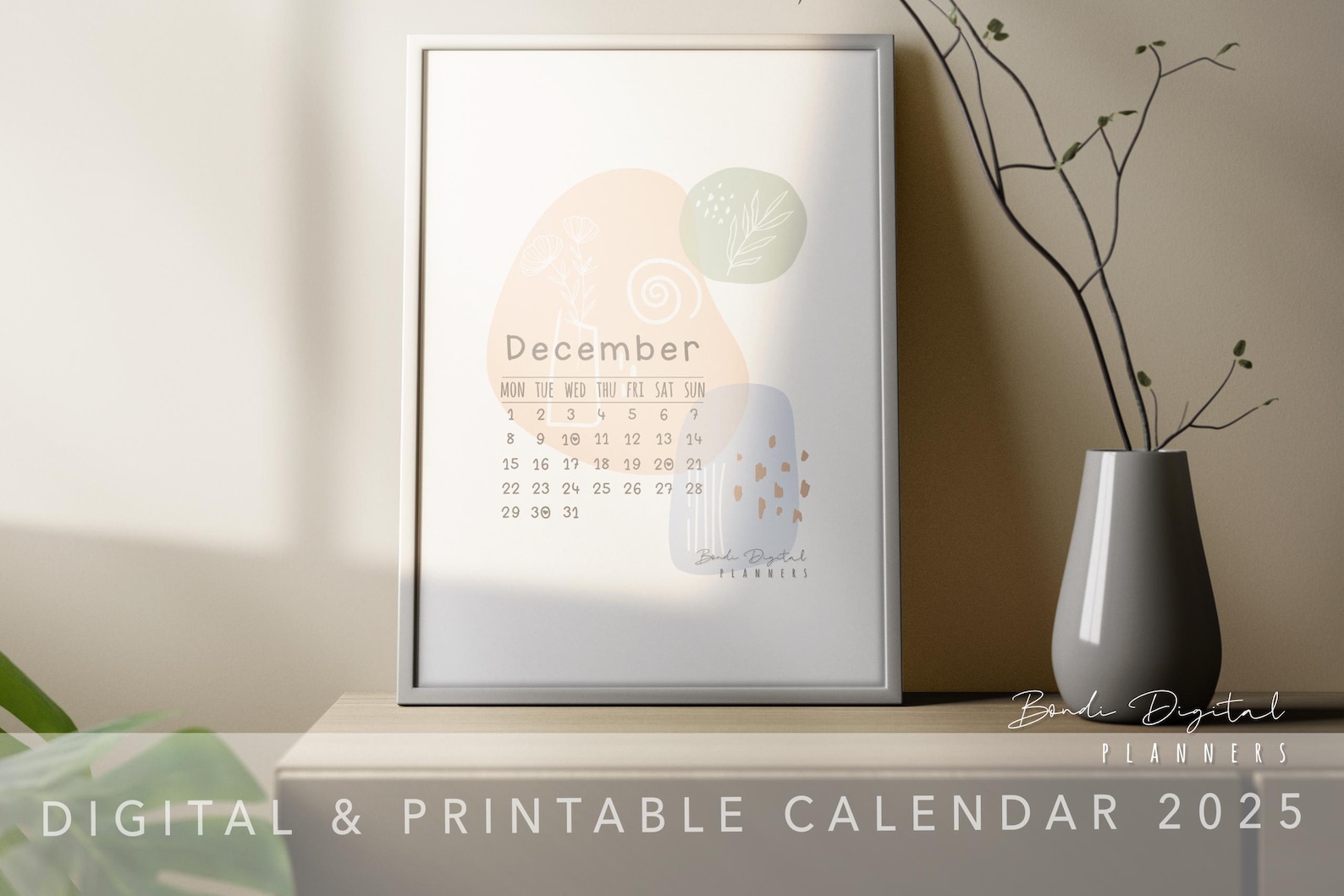 Printable Calendar 2025 | Digital Calendars | Aesthetic | Abstract ...