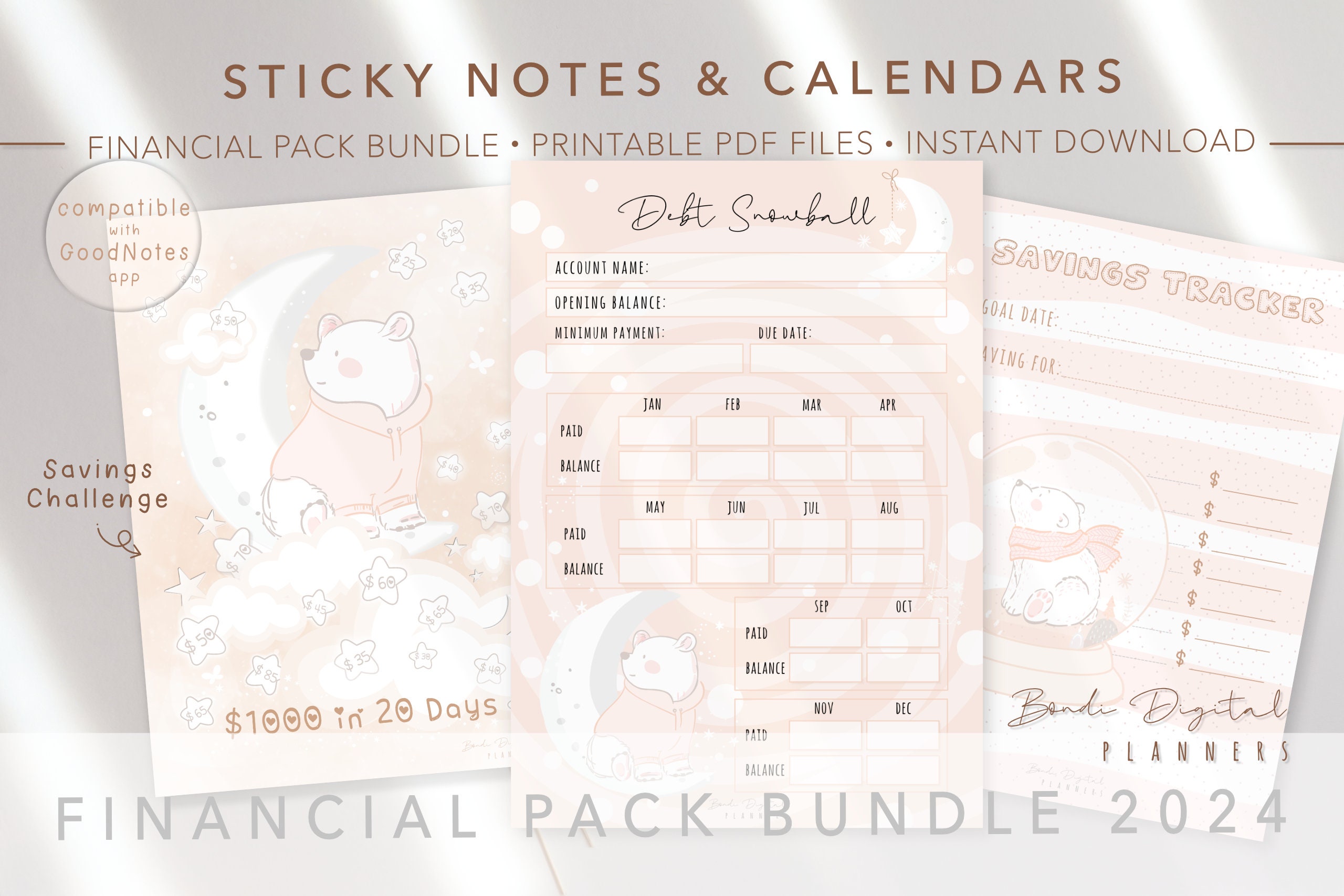 Printable Calendar 2024 | Financial Budget Planner | Digital Planners ...