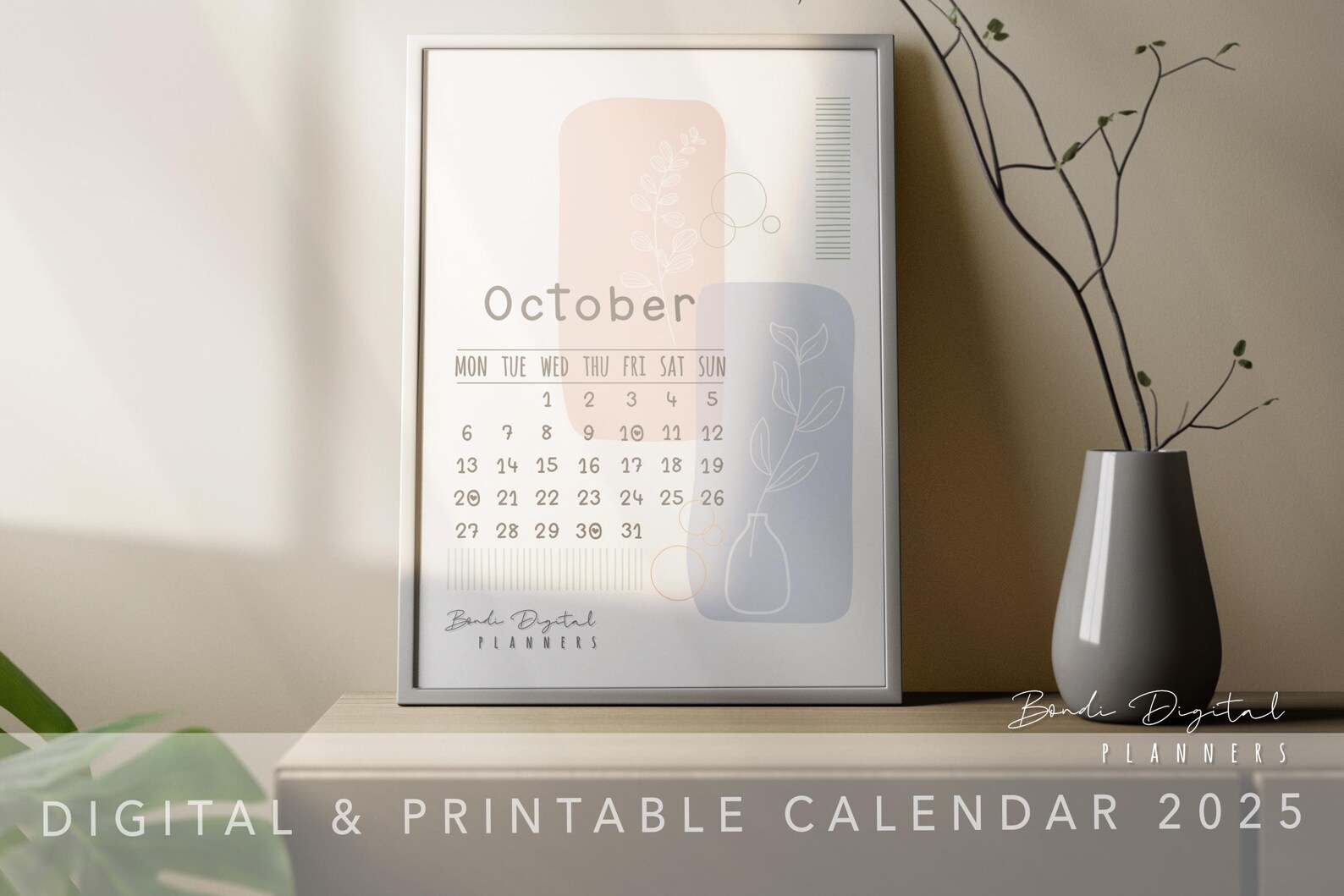 Printable Calendar 2025 Digital Calendars Minimalistic aesthetic ...