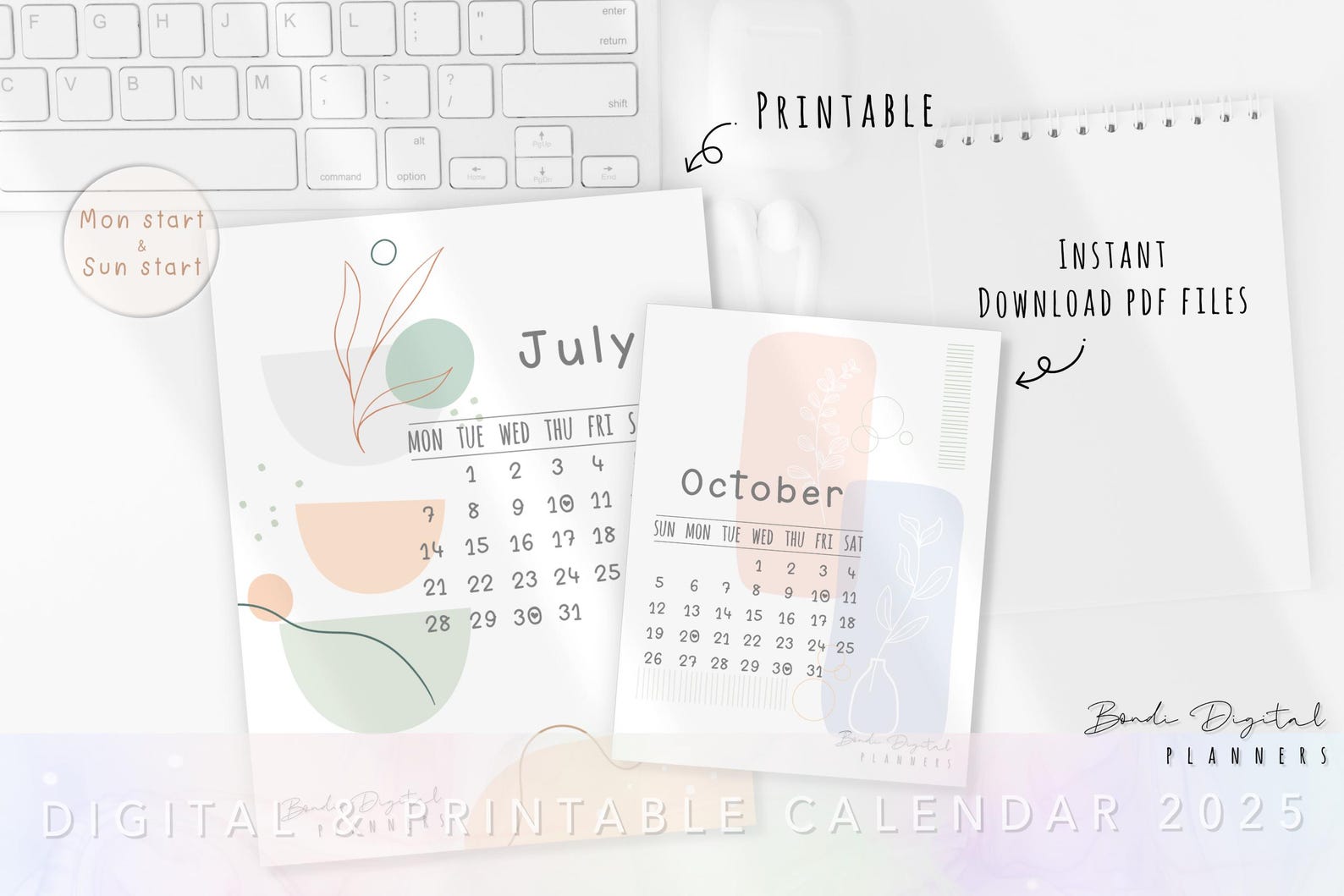 Printable Calendar 2025 | Digital Calendars | Minimalistic |aesthetic ...