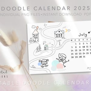 Printable Calendar 2025 | Cute Calendars Family | Kid Doodle | Chalk ...