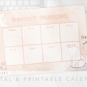 Cute Printable Calendars 2025 | Digital Planners Blank Undated Calendar ...