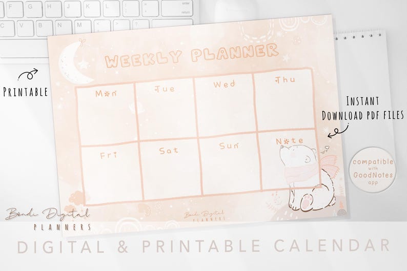 Cute Printable Calendars 2025 | Digital Planners Blank Undated Calendar ...