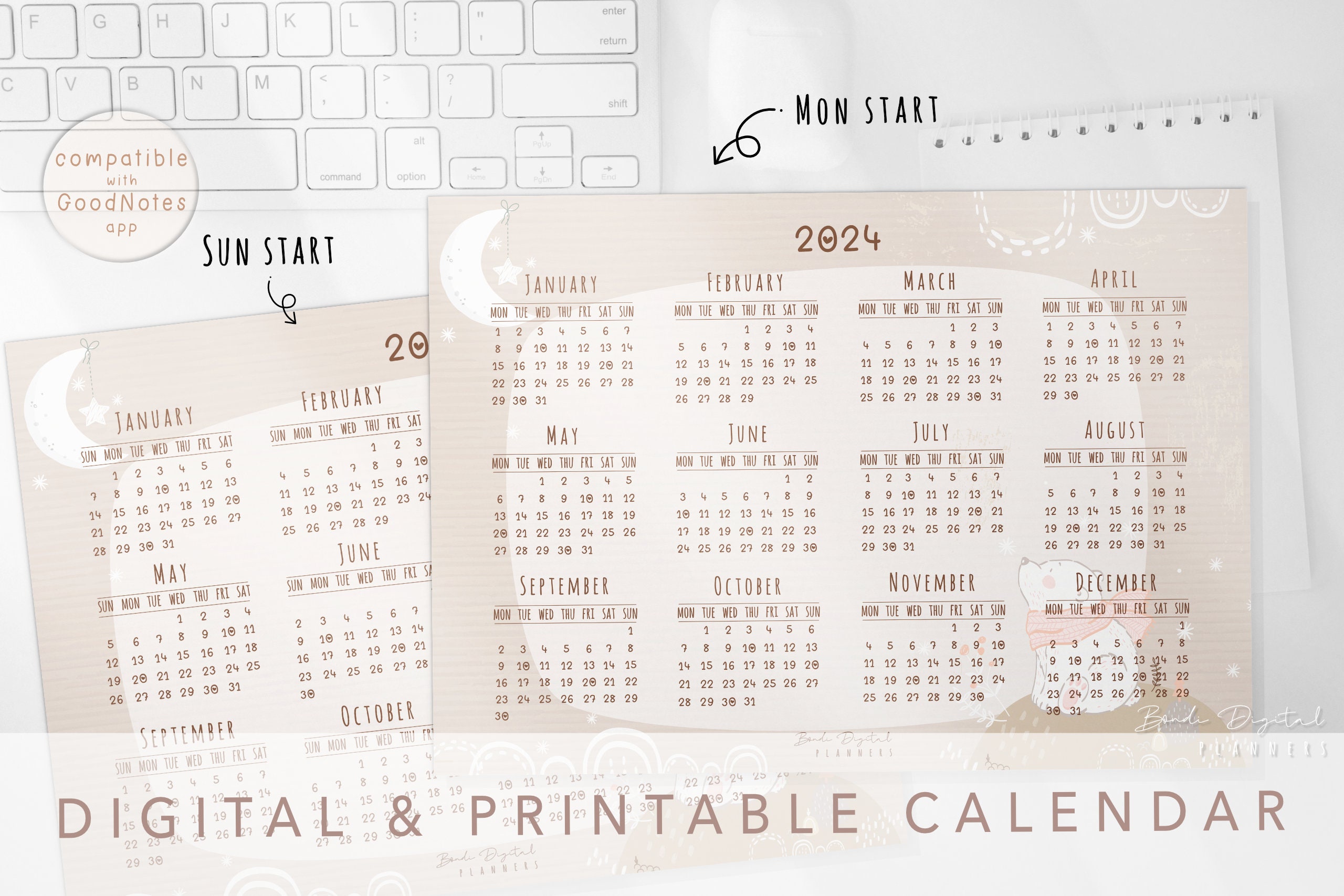 Printable Calendar 2024 Financial Budget Planner Digital Planners ...