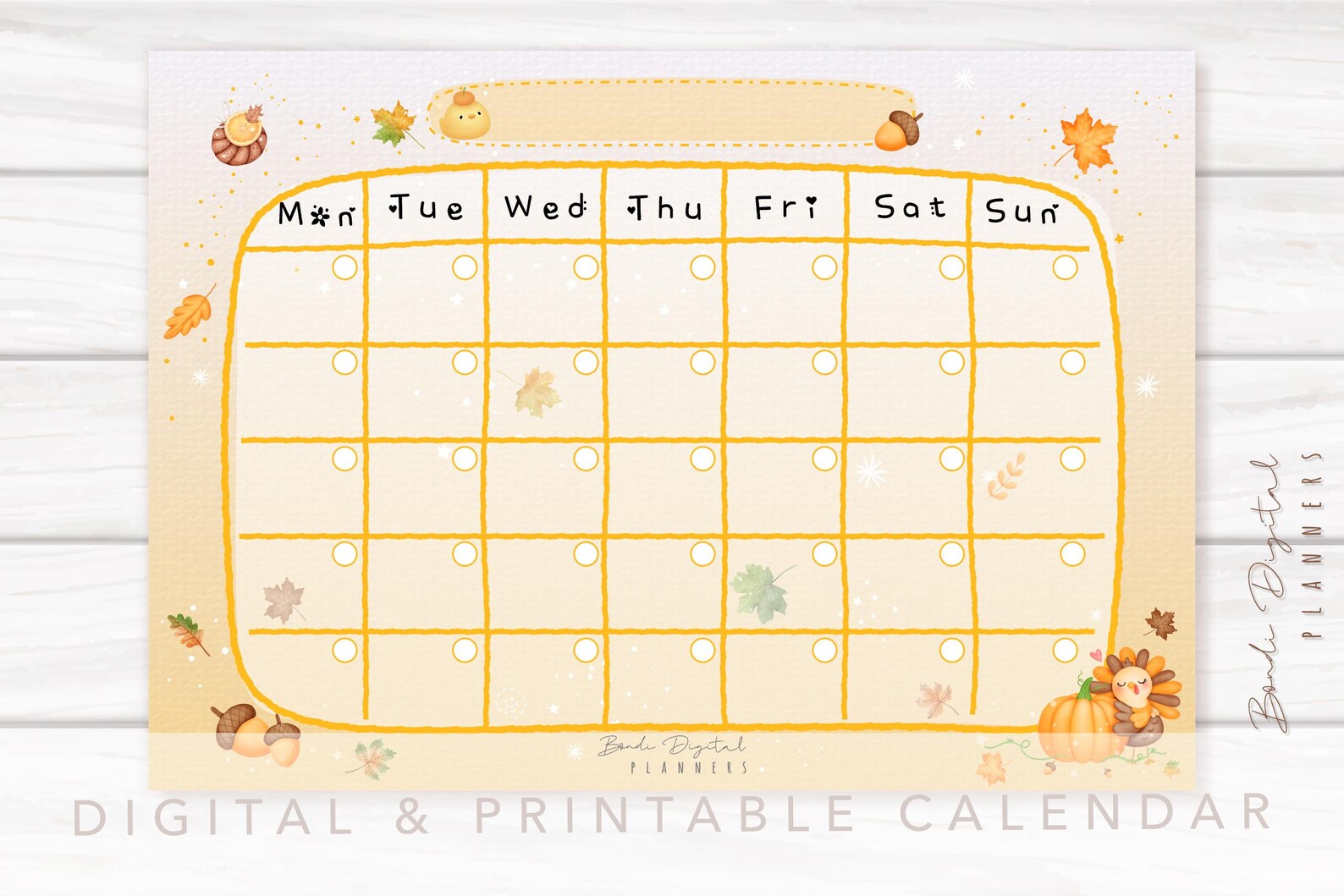 Cute Printable Calendar 2025 | Blank Undated Calendars | Autumn Easter ...