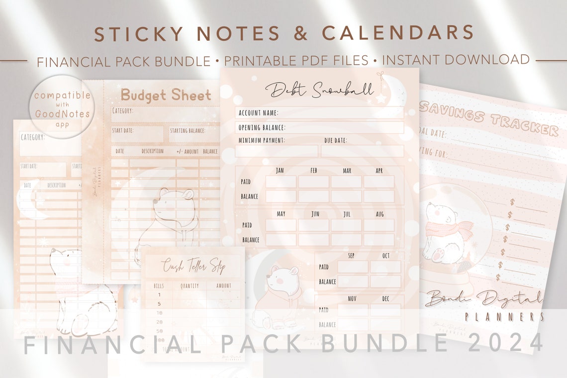 Printable Calendar 2024 | Financial Budget Planner | Digital Planners ...