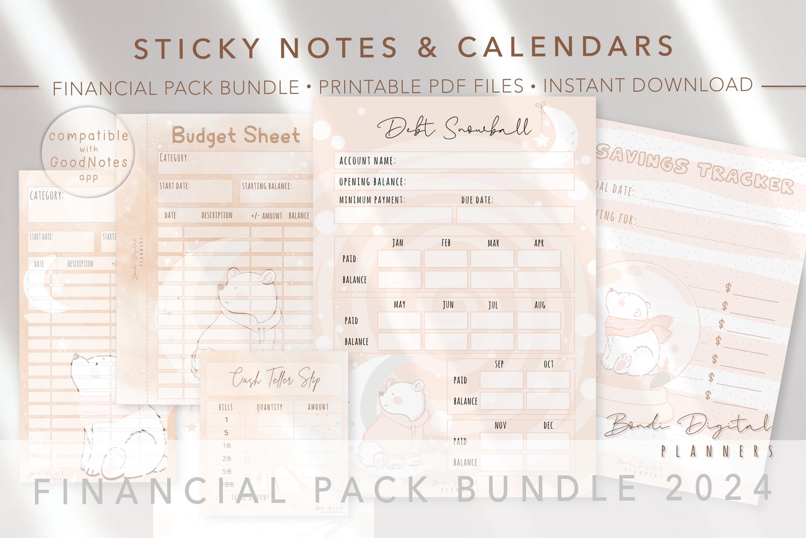 Printable Calendar 2024 | Financial Budget Planner | Digital Planners ...